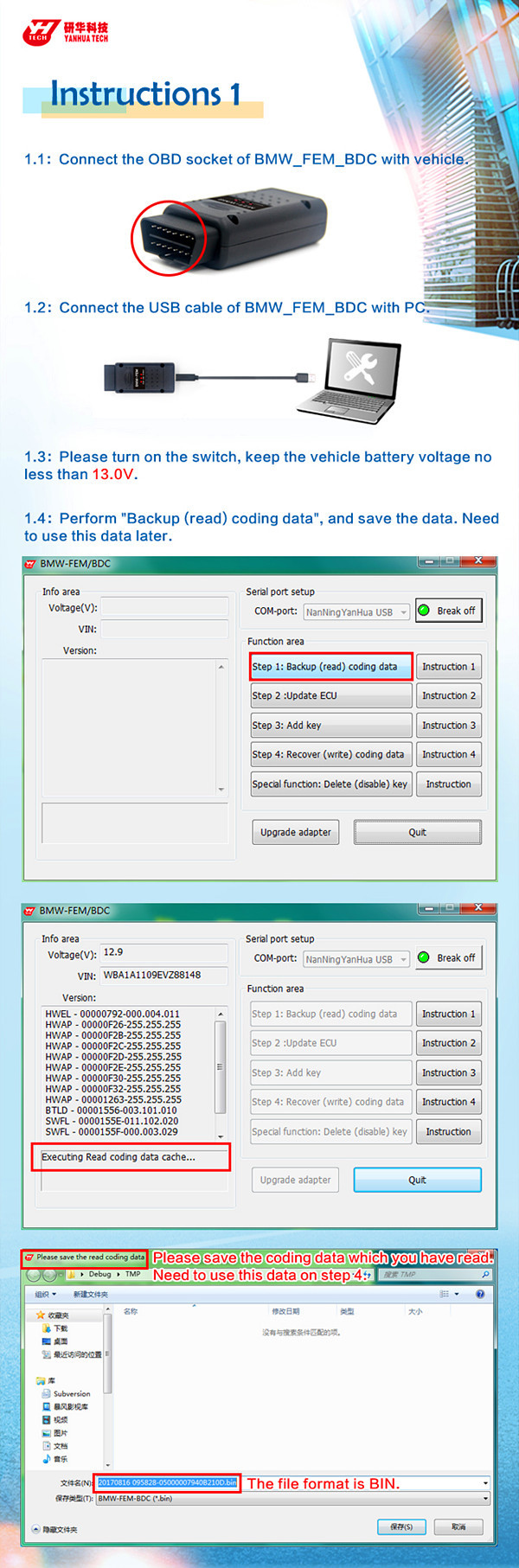 Heavy Duty Truck Diagnostic Scanner Yanhua BMW FEM/BDC Key Programmer